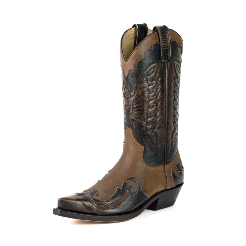 Botas Cowboy Mulher e Homem Artesanais Couro Castanho e Cinzento Prata ...