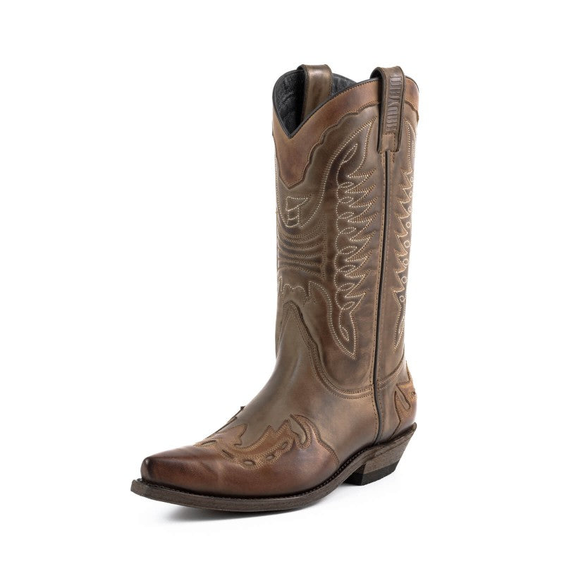 Botas Cowboy Mulher e Homem Artesanais Couro Castanho Bicolor 17 Texanas